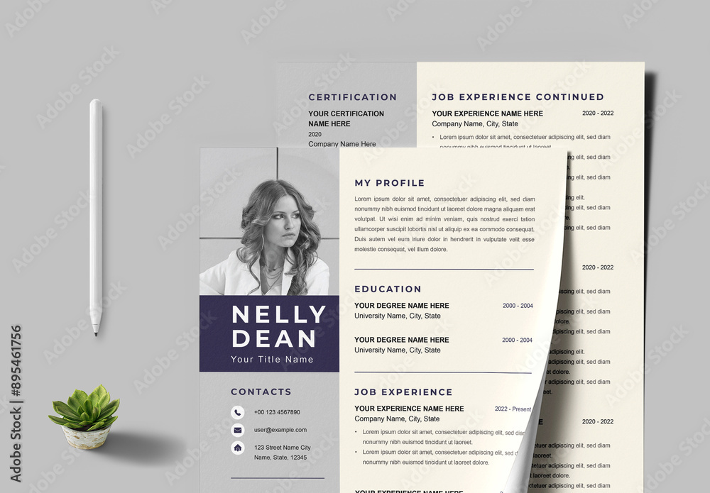 Resume Layout With Grey Accents Stock Template | Adobe Stock