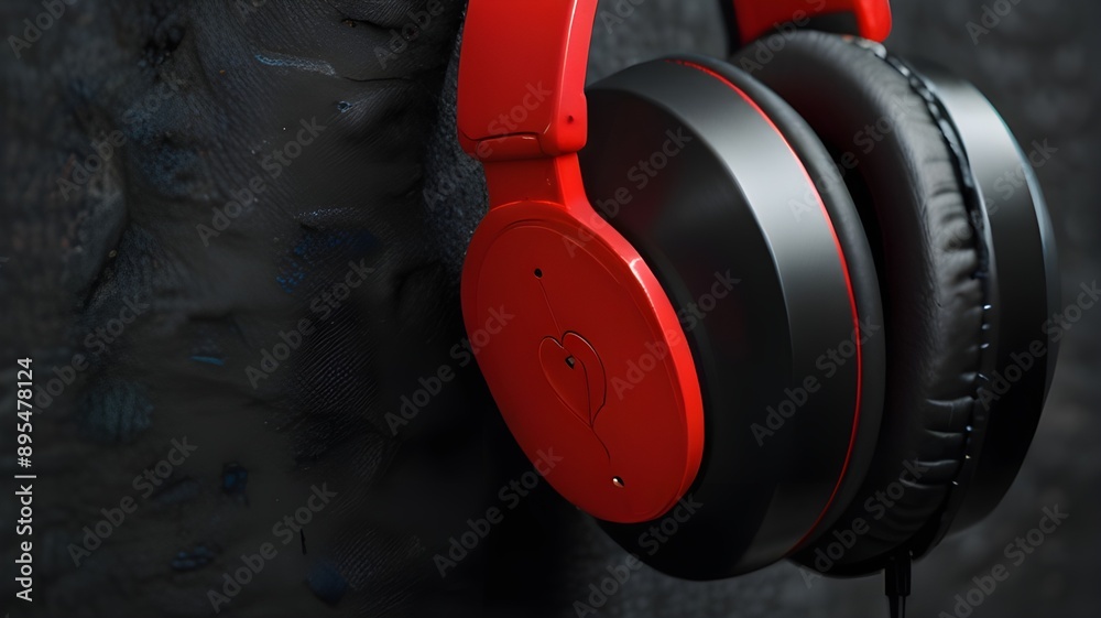 headphones on a red background Headphones on a red background ...