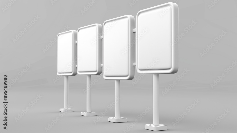 3D Inflatable Street Signs White Clean Render Blank Background Stock ...