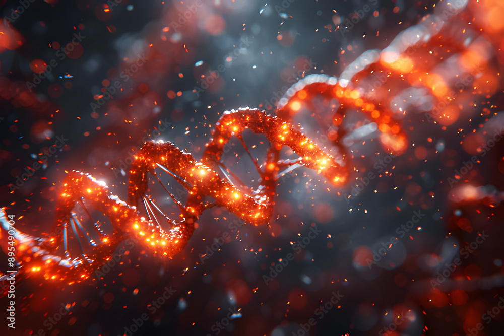 Human DNA system cell structure in medical science graphic style orange ...