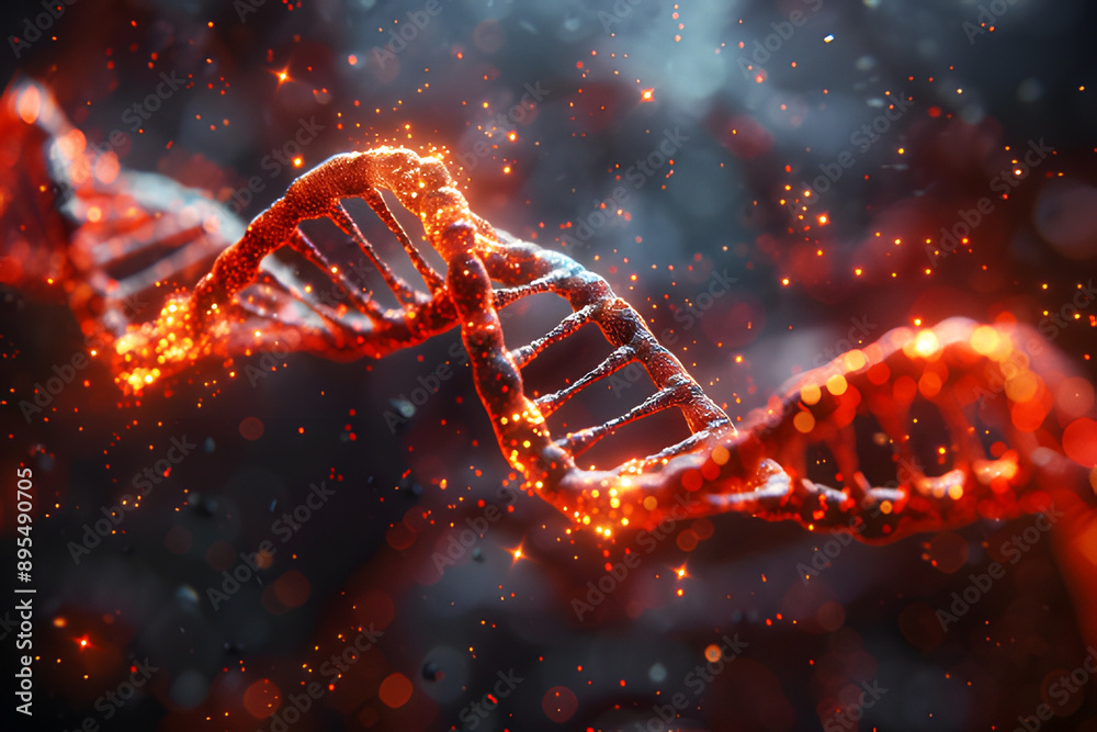 Human DNA system cell structure in medical science graphic style orange ...