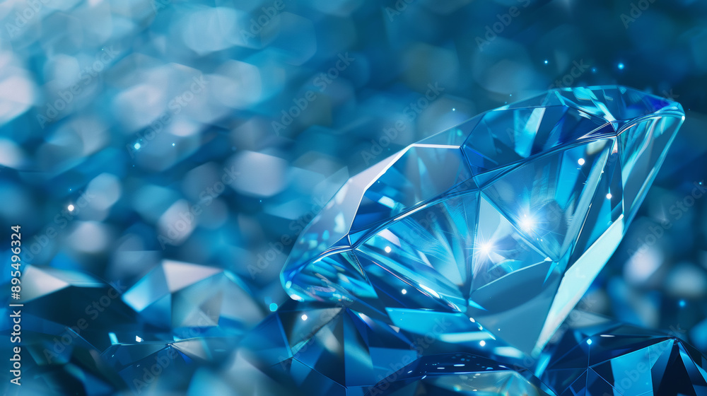 Bright blue glass with a sharp edge and shiny surface, set against a ...