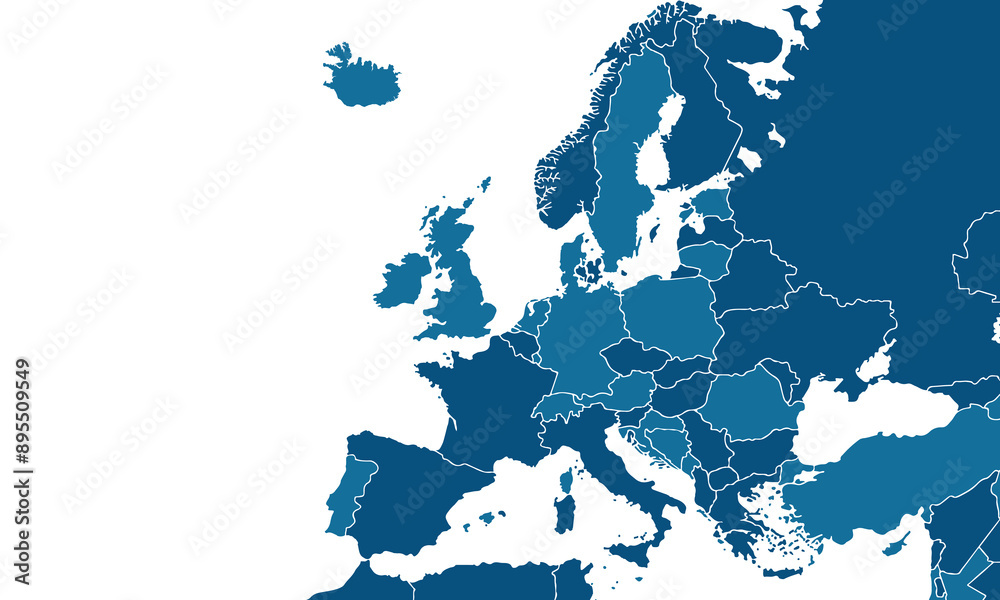 Europe map with individual colors,isolated on white background for ...