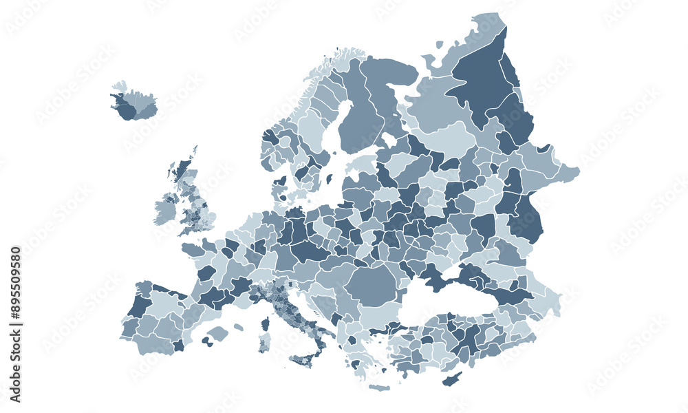 Europe map with individual colors,isolated on white background for ...