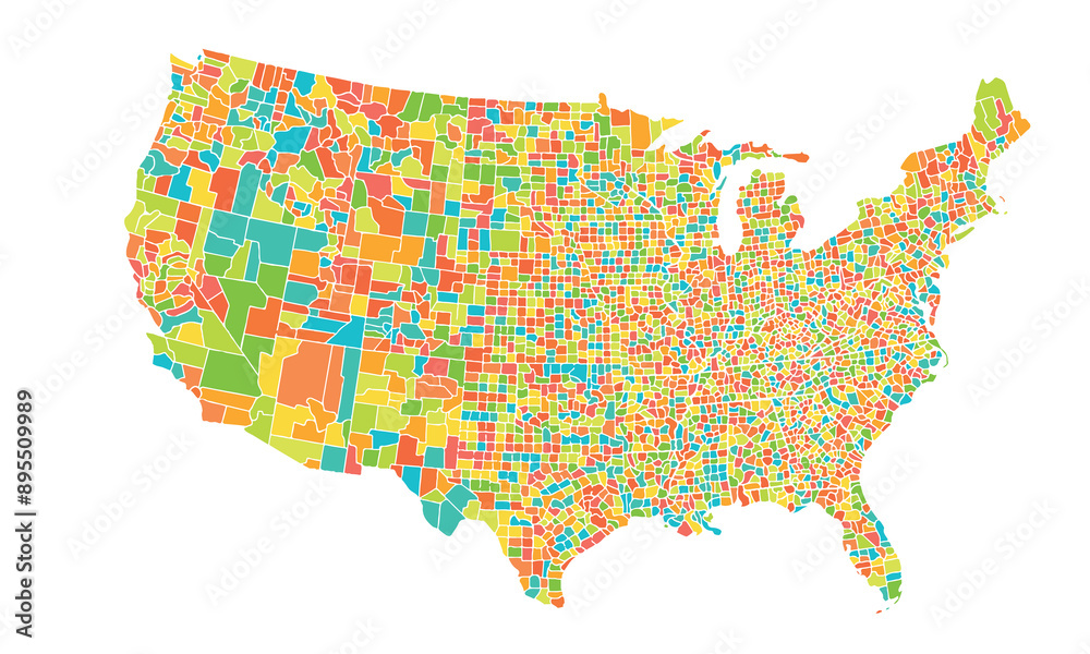 Map of the states and counties in the United Stateswith individual ...