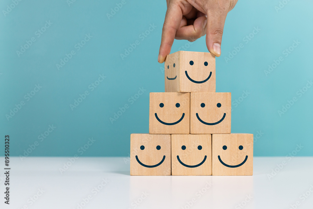 Service rating, satisfaction and positive feedback concept. Hand flip ... Service rating, satisfaction and positive feedback concept. Hand flip ...