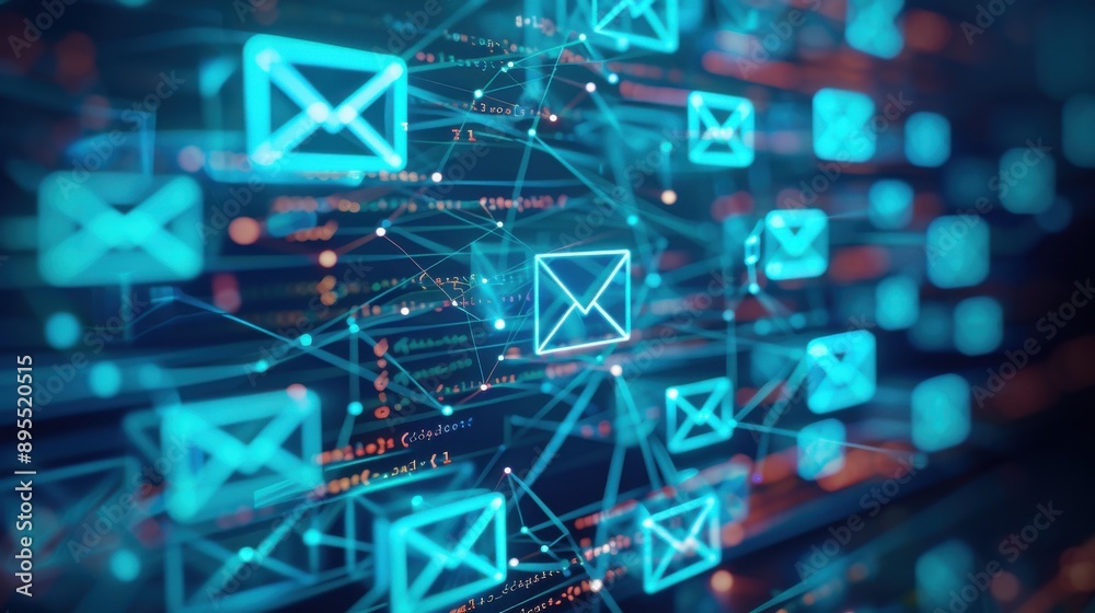 Email inbox filled with phishing scam messages, Trick, digital fraud ...