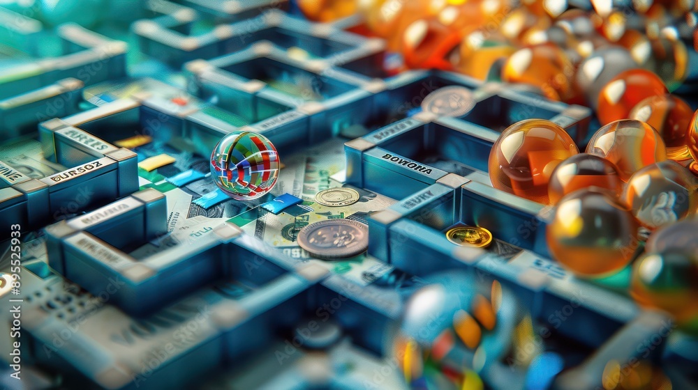 conceptual piece showing a classic marble maze, with paths labeled as ...