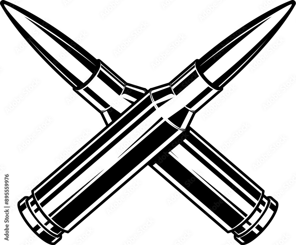 Crossed bullets cartridges from assault rifle. Design element for ...