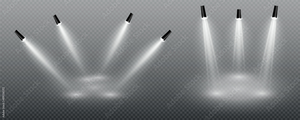 The vector set of light includes a light source, studio lighting, walls ...