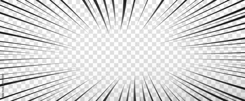 Set of black speed lines on a transparent background. Motion effect ...