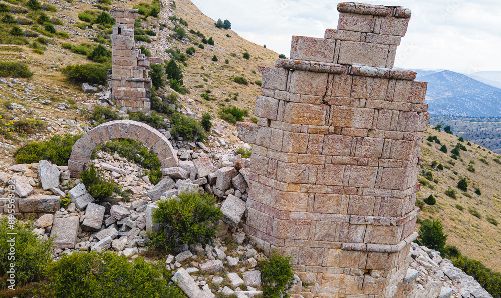 The scenic views of Zengibar Kalesi, İsaura ancient city at 1800 m ...