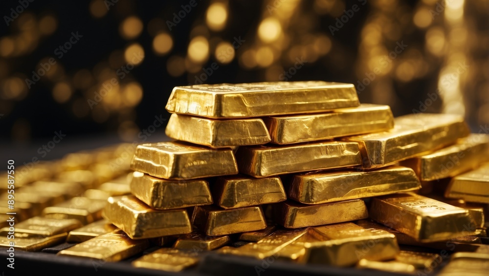 Stacked gold bars atop tools for monitoring regulatory compliance indicators on a chart. Stock ...