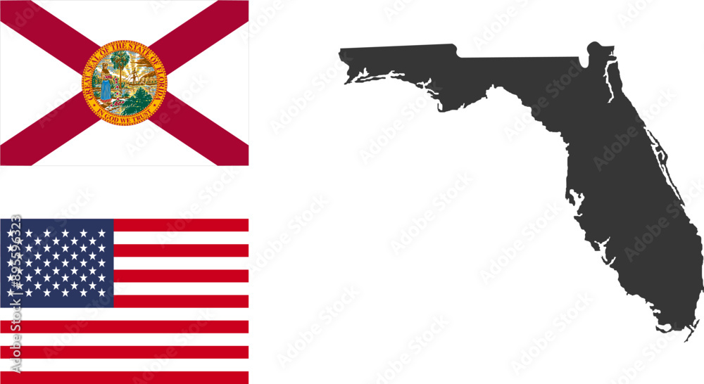 Florida state of USA. Florida flag and territory. States of America ...