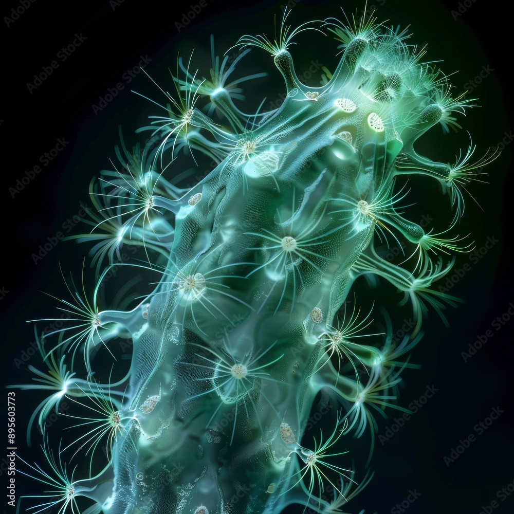 Neon Green Futuristic X-ray Art of Cactus: Revealing Internal Water ...