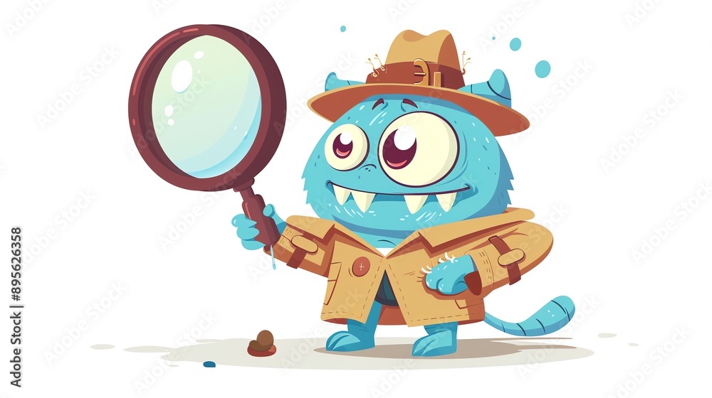 Create a vector clipart of a Monster Detective Magnifying glass and ...