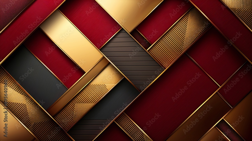 Radiant grid 3D lines, warm gold and maroon background, geometric ...