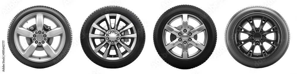 Set of car wheels isolated on a transparent background, Generative AI ...