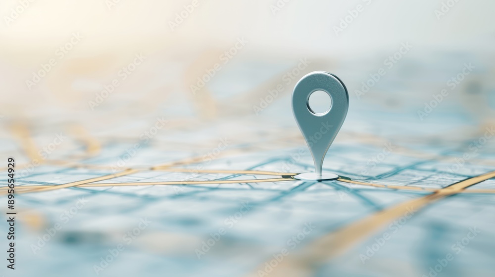 Specific destination marked on a physical map, with a standout map ...