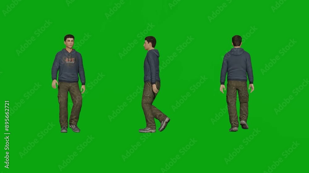 render 3d man walk green screen people 3d render animation full hd 1080 ...