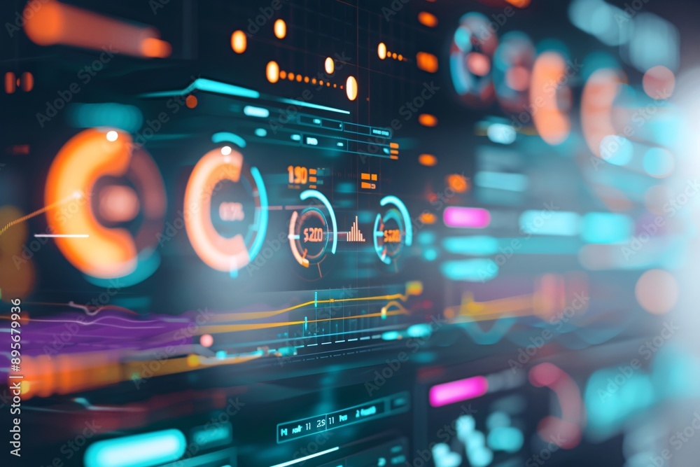 High-tech digital background with a detailed analytics dashboard ...