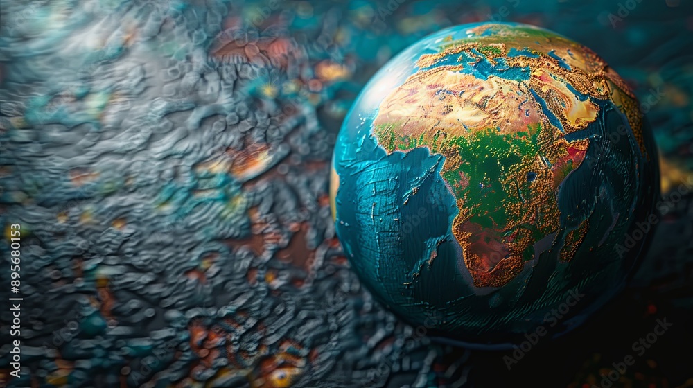Planet earth globe featuring a political map against a dark backdrop ...