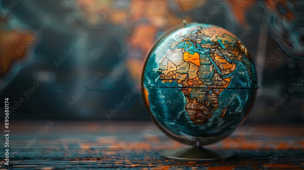 Planet earth globe featuring a political map against a dark backdrop ...