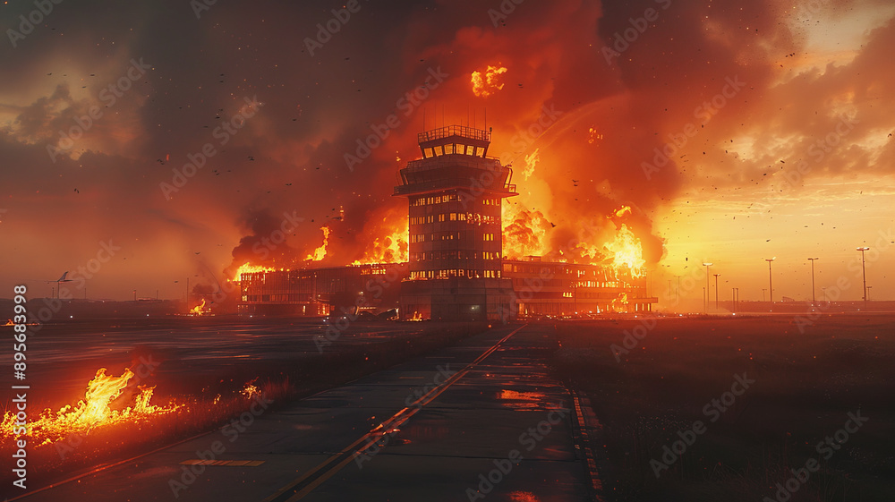 on the left of the screen is an air traffic control tower of a regional ...