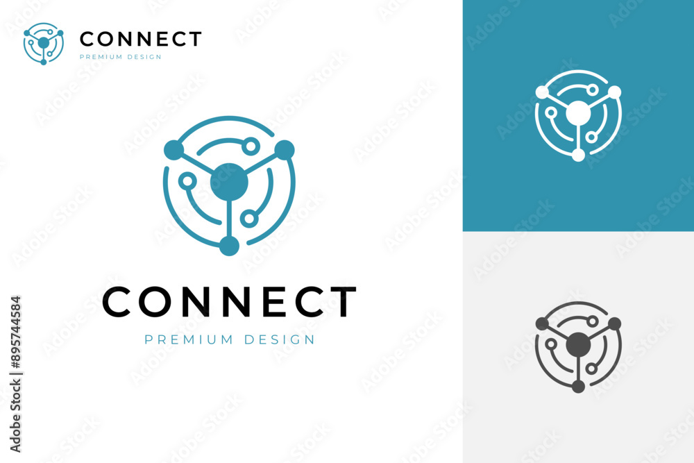circle connect logo icon design with line style rotate circular shape ...