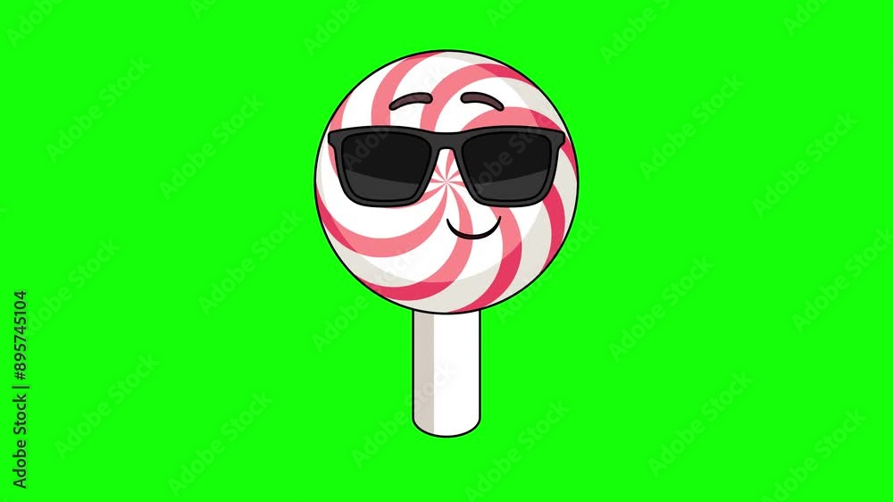 lollipop swirl emoji cartoon smiling face with sunglasses, emoticon ...