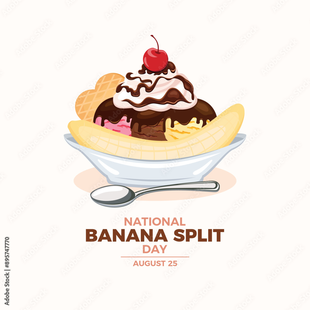 National Banana Split Day poster vector illustration. Banana split ice ...