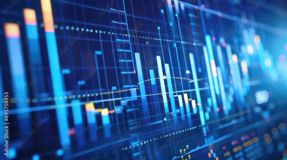 Financial graph highlighting portfolio performance and return ...