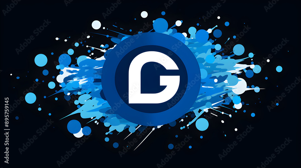 Artistic Blue and White DG Logo on Minimalist Black Background: A ...