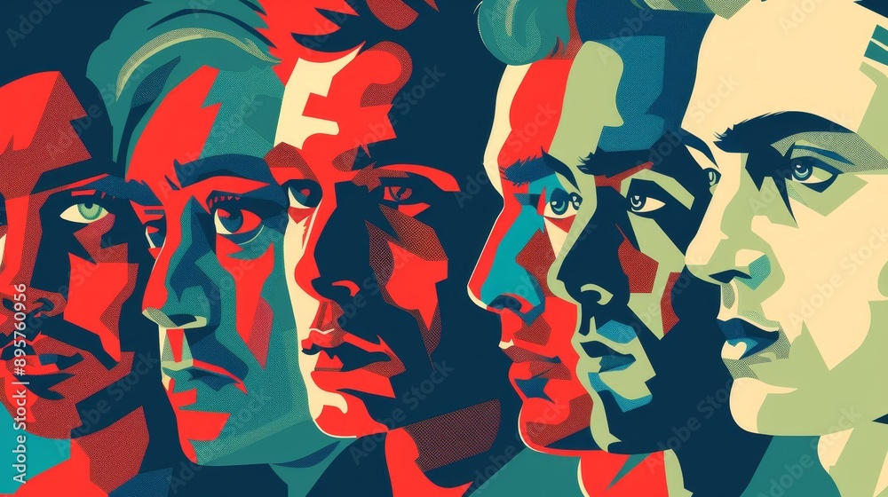 Four Faces, Bold Pop Art Portraits - A powerful image depicting four ...