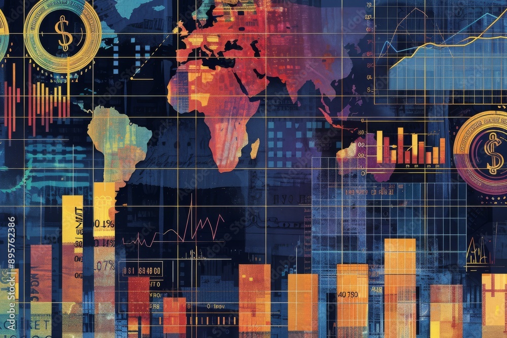 Global Financial Network and Economic Data Visualization with World Map ...