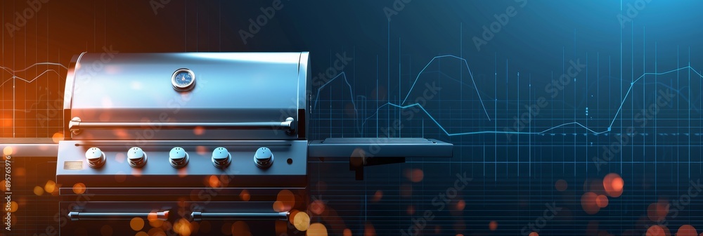 Modern Stainless Steel Gas Grill with Data Visualization - A sleek ...