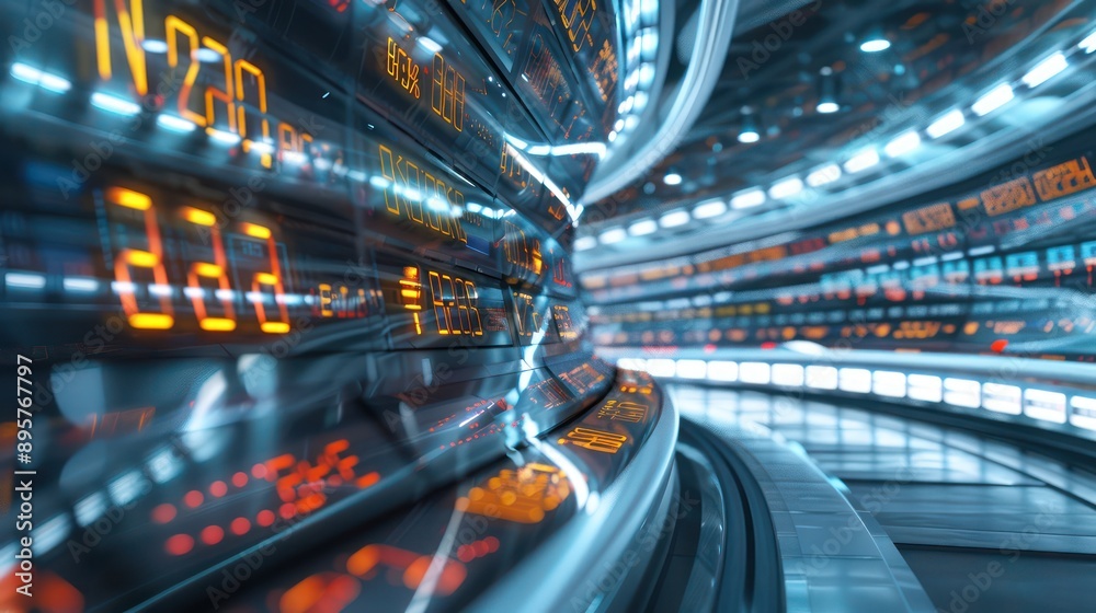 high-resolution image of a futuristic stock market ticker, with digital ...