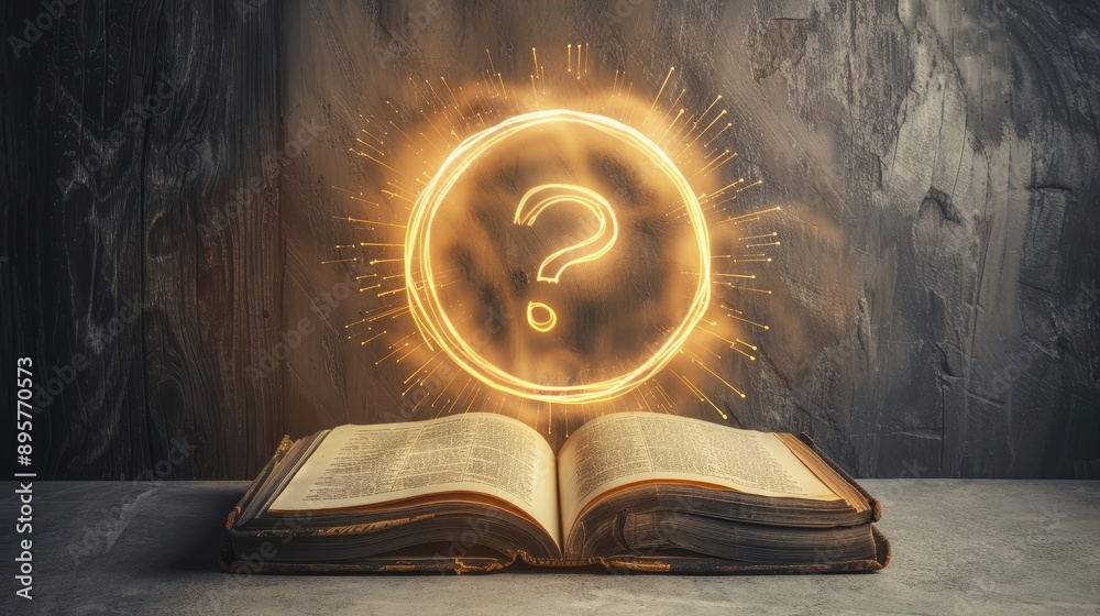 Unveiling the Mysteries: An Open Book with a Glowing Question Mark - A ...