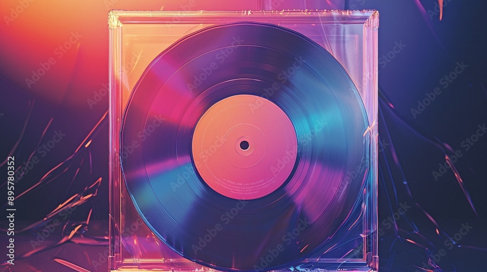 Vinyl plastic album cover frame with shrink texture overlay. A ...