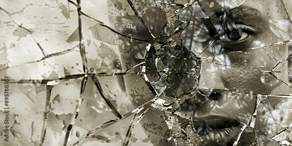 Broken Mirror: A shattered mirror, its fragments reflecting distorted ...