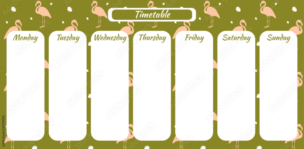 Timetable, school timetable, weekly planner, printed schedule design ...