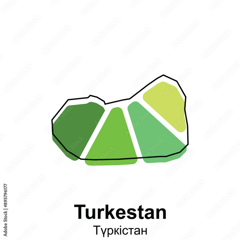 Turkestan vector world map City illustration. Isolated on white ...