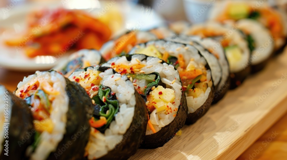 Kimbap Traditional Korean Seaweed Rice Roll with Assorted Fillings ...