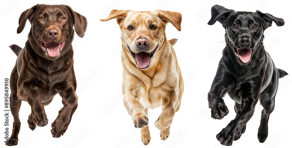 Energetic Collection of Happy Labrador Retriever Dogs Running with Joy ...