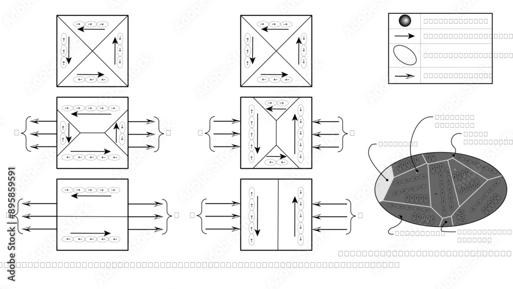 Line drawing showing a sketch of magnetic domain response to external ...