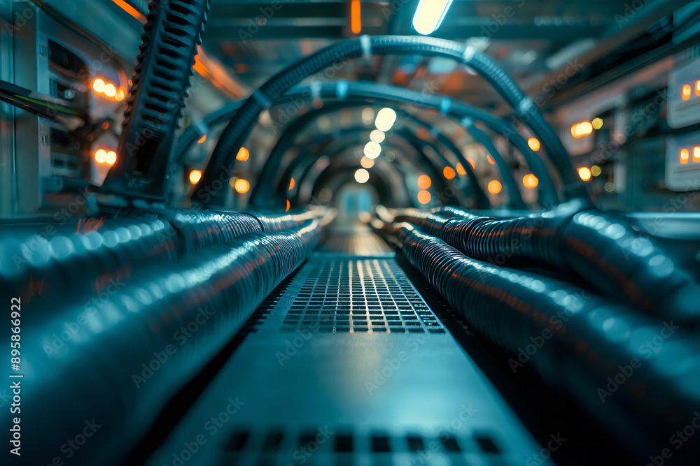 Minimalistic photo of an electric wire neatly arranged inside a cable ...