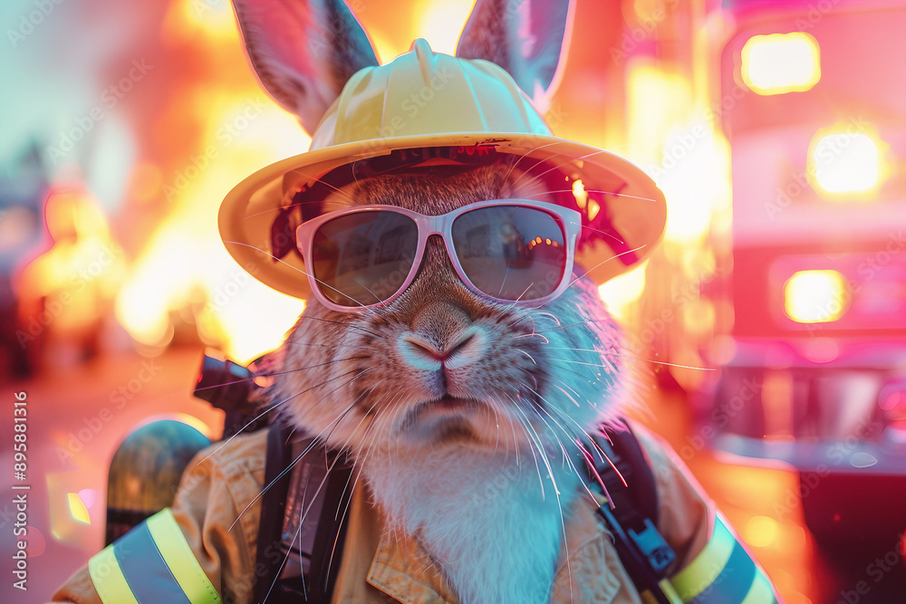 Created with generative AI image of rabbit animal working as ...