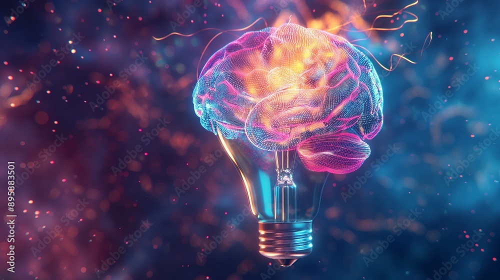 Neuroscience and Psychology. The brain and a light bulb imagery ...