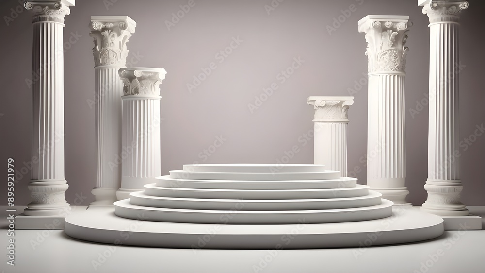 Background podium column: three-dimensional, luxury, Greek, white ...