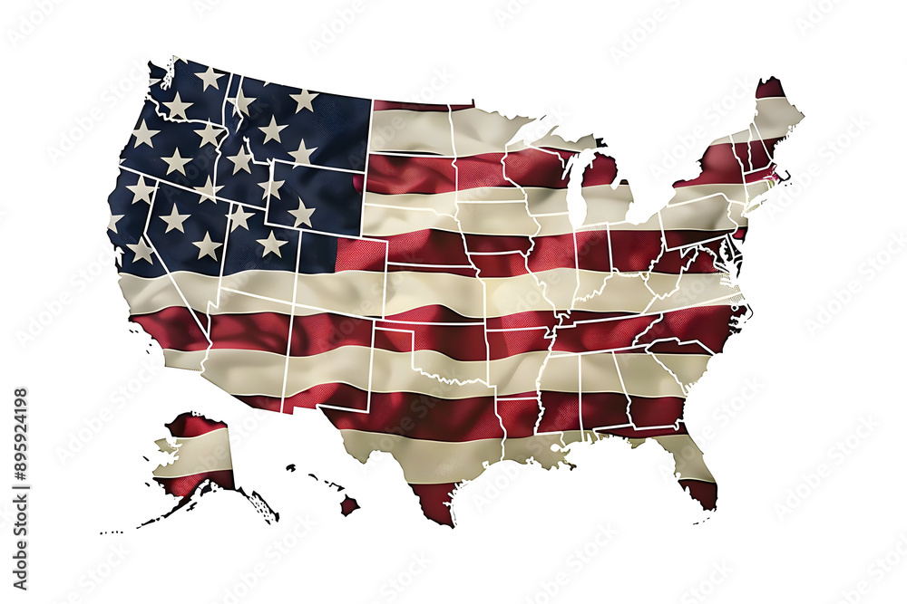 USA map overlayed with the American flag, representing patriotism ...
